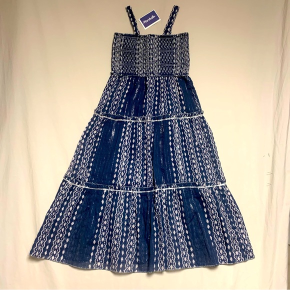 Zunie | Dresses | Boho Blue Silver Sundress Girls 7 Spaghetti Strap ...